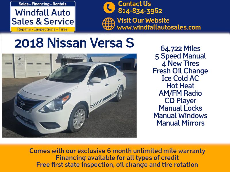 2018 Nissan Versa 1.6 S | Windfall Auto Sales