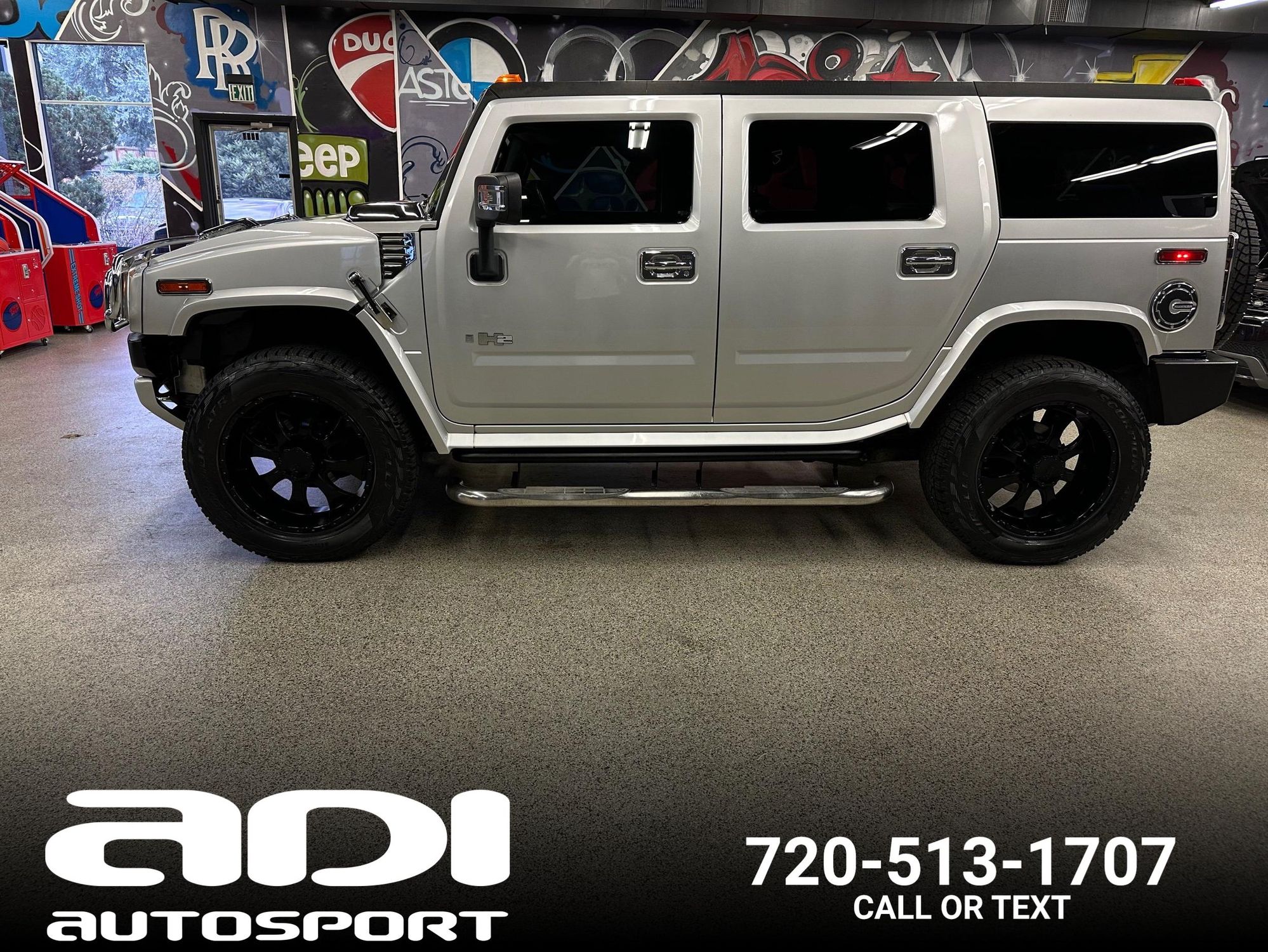 Hummer H2 White Black Rims